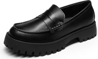 Dream Pairs Mocassins &agrave; semelle &eacute;paisse pour femme - Confortable &agrave; enfiler - Style habill&eacute; - Style d&eacute;contract&eacute; - Pour le travail, le bureau, Polyur&eacute;thane noir., 3