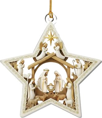 Generic H&auml;ngende Weihnachtsdekorationen - 2D-Ornament-Set zum religi&ouml;sen Thema, langlebige Acryl-Weihnachtsbaumanh&auml;nger, Inspirierender Kaminsims Und T&uuml;rwandk
