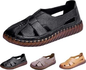 Generic Sandales athlétiques à bout fermé pour femme | Sandales orthopédiques à talon compensé bas pour femme avec sangle de cheville et sangles Velcro pour l