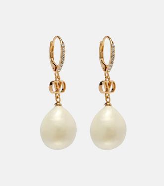 Valentino Ohrringe VLogo mit Kristallen und Zierperlen