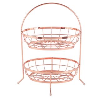 Echtwerk Echtwerk 2-st&ouml;ckige Obst-Etagere, Dekorativer Obstkorb aus Eisen, Aufbewahrung f&uuml;r Obst und Gem&uuml;se, Kupfer-Edition