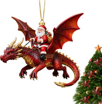Generic Weihnachtsdekoration, Drache, 2D-Dekoration des Weihnachtsmanns auf fliegendem Drachen, Ornament f&uuml;r Weihnachtsbaum, Dekoration, f&uuml;r Haus, Wand, Fenst