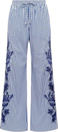 Maliparmi Maliparmi, Femme, Pantalons, Bleu, Taille: 42 FR Pantalon Fleur Ray&eacute;