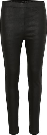 Cream Leggings CRTabea Damen Leggings Slim Fit Kunstleder Krokodil Tiermuster Pitch Black 44