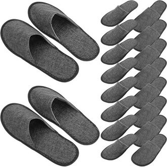 BESTONZON Lot de 10 Pantoufles Pliables en Coton-Lin Légères et Réutilisables Pantoufles DIntérieur Confortables pour Voyage Hôtel et Maison Chaussures Pratique