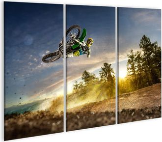 Islandburner Bild auf Leinwand Dirt Bike Motocross Rider Flying High Kinderzimmer Bilder Wandbilder Poster