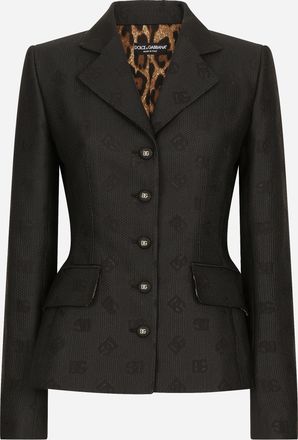 Dolce & Gabbana Jacke Dolce Aus Matelassé-jacquard Dg-logo - Frau Blazer Schwarz 36