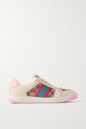 Gucci Screener Sneakers Aus Canvas Und Leder Mit Verzierungen - Neutral