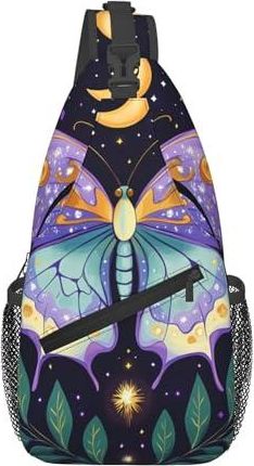 Generic Sacoche Tactique Galaxie Papillon Lune &Eacute;toile L&eacute;ger Sacs &agrave; Bandouli&egrave;re Polyester Sling Sac &agrave; Dos pour Femme Randonn&eacute;e Voyage