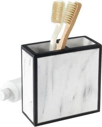 Avanti Linens Jasper Collection Zahnbürstenhalter, Weiß/Schwarz
