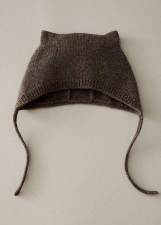 Mango Bonnet 100 % cachemire avec liens marron moyen - Home - 3-6 mois - MANGO HOME