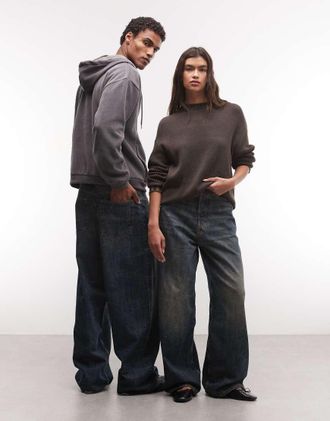 Weekday Astro jean unisexe taille basse coupe baggy bleu d&eacute;lav&eacute;