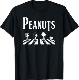 Peanuts Schwarz, Cartoon T-Shirt, S, Unisex, Kurzarm, Regul&auml;re Passform, Standardl&auml;nge, Klassisches Kurzarm-T-Shirt, Einzigartiges Cartoon-Muster: Snoopy &uuml;ber