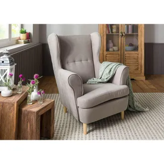 Massivmoebel24 Ohrensessel 71x74x105 taupe scandi 110