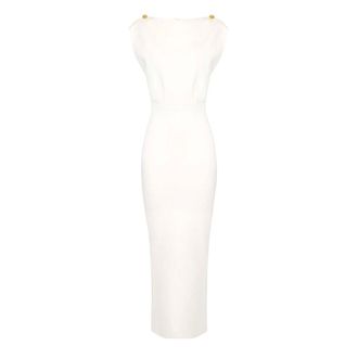 Elisabetta Franchi Femme, Robes, Blanc, Taille: 40 FR Robe de Soir&eacute;e Ajust&eacute;e Coupe Droite