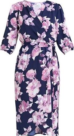 Gina Bacconi Floral Print Dress Robe de Cocktail, Bleu Marine/Multicolore, 42 Femme