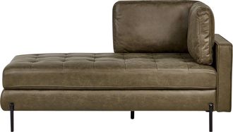 Beliani Chaiselongue Kunstleder grün rechtsseitig mit Kissen Metallgestell modern Rebais