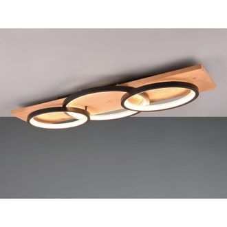 Trio Leuchten led Deckenleuchte barca dimmbar Naturholz Metall Schwarz, Breite 97cm