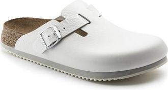 Birkenstock Cuir Boston, Sabots Adultes Unisexes - Blanc - GR 40