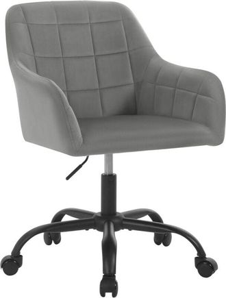 Woltu Woltu - Chaise de Bureau en Velours, Chaise Coiffeuse, Chaise dOrdinateur Ergonomique, Chaise &agrave; roulettes R&eacute;glable, Gris fonc&eacute;+Noir