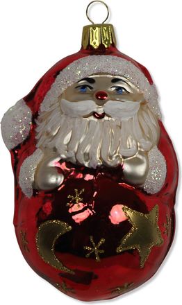 Lauschaer Glas Christbaumschmuck großer Weihnachtsmann auf Kugel rot Christbaumschmuck mundgeblasen,handdekoriert