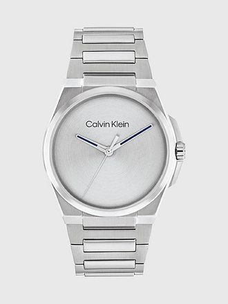 Calvin Klein Armbanduhr Mit Gebürstetem Zifferblatt Und H-glied-armband - Silver - Herren - Einheitsgröße