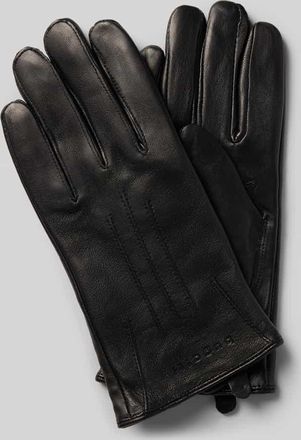Bugatti Handschuhe aus echtem Leder mit Label-Detail