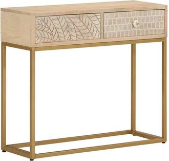 vidaXL Vidaxl - Table console 90x30x76 cm en bois de manguier massif et fer - Design unique pour objets d&eacute;coratifs - Avec dispositif de fixation murale