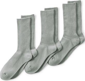 Lands End Crew-Socken im 3er-Pack, Herren, Größe:M regular, Grau, Elasthan/Baumwoll-Mischung/Polyester-Mischung, by Lands End