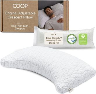 Coop Home Goods Original Crescent verstellbares Kissen, Queensize-Bettkissen f&uuml;r Schulter-, Nacken- und Kopfst&uuml;tze, halbmondf&ouml;rmiges Schaumstoffkissen - mittelfest f&uuml;