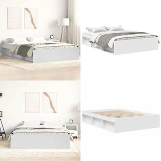 vidaXL Bettgestell Wei&szlig; 140x200 cm - Bettes Gestell - Doppelbett - Wei&szlig;es Bett - Massivholzbette - Holzbettrahmen - Home & Living