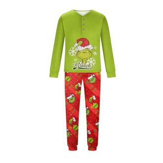 Generic Le Grinch Pyjama Noel Famille De Grinch Coton Couple Enfant The Assorti Noël Chaud Et Doux Costume Vetement Adulte Hiver Garcon Deguisement Femme Bebe