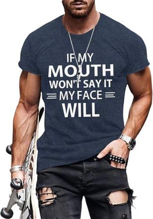 Generic T-shirt amusant pour homme - T-shirt &agrave; manches courtes et col rond imprim&eacute; lettre d&eacute;t&eacute; tendance basique d&eacute;contract&eacute; coupe r&eacute;guli&egrave;re vacances quotidien