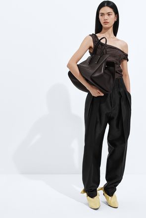 Bottega Veneta Pantalon en serg&eacute; de coton et viscose d&eacute;lav&eacute;s - Noir - Femme - 36