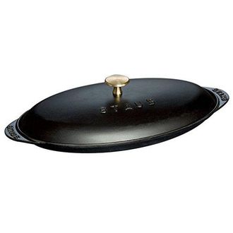 Staub Assiette Chaude en Fonte pour Poisson, Ø 31 cm, Noir Mat