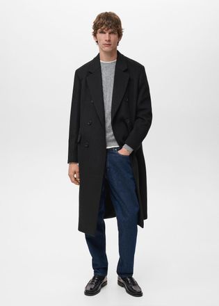 Mango Manteau laine oversize noir - Homme - S - MANGO MAN