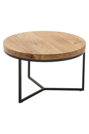 Novel Couchtisch, Schwarz, Eiche, Holz, Metall, Eiche, massiv, rund, eckig, 60x38x60 cm, Wohnzimmer, Wohnzimmertische, Couchtische, Couchtische Metall