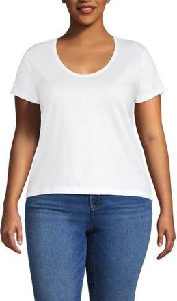 Lands End Supima Shirt mit Ballettausschnitt und kurzen Ärmeln, Damen, Größe:52-54 plus, Weiß, Baumwolle, by Lands End