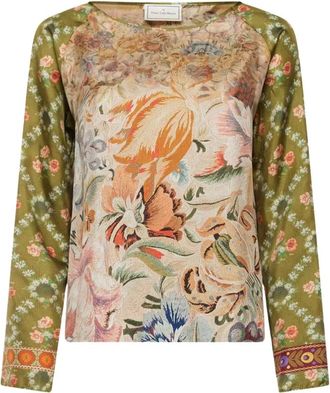 Pierre-Louis Mascia Femme, Blouses et Chemises, Vert, Taille: 38 FR Chemise verte en soie florale