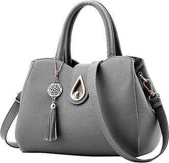 Generic Sac à bandoulière tendance Sac à main Sac à main de sport pour femme Sac à bandoulière Sac à main Stick Portefeuille Téléphone Cuir Blanc, gris foncé,