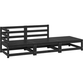 vidaXL Vidaxl - Salon de jardin 3 pcs noir bois de pin massif