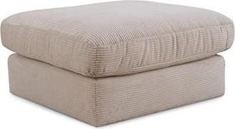 Cavadore XXL-Hocker Fiona / Mega Beistellhocker mit weicher Polsterung / Quadratisch / 97 x 90 x 97 / Cordstoff Creme