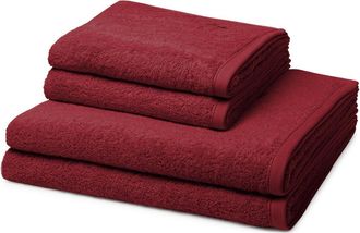 ROSS 4 teiliges Frottier-Set - Vita (2 X Handtuch 2 X Duschtuch im Set) - 520 g/m2 - Baumwolle - Walkfrottee - saugstark - weich und flauschig - Marsala