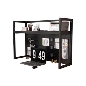 Generic Schreibtisch Bücherregal Aufsatz 82 cm Höhe Hohe Tragkraft Tischregal Schreibtisch Metall Leicht zu Reinigen for Office Home Dormitory(Black,140cm)