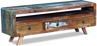 Festnight Retro-Stil TV-Schrank Fernsehschrank aus Recyceltes Massivholz Fernsehtisch Sideboard TV-Lowboard mit 3 Schubladen 120x30x40cm