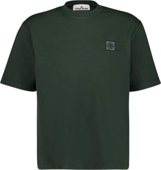 Stone Island Homme, Tops, Vert, Taille: L T-Shirt en Jersey de Coton Peigné