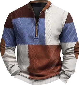 Generic Sweats à capuche à manches longues pour homme - Style décontracté - Imprimé en 3D - Fermeture éclair - Manches longues, café, XXL