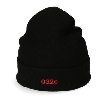 032c Homme, Accessoires, Noir, Taille: ONE Size Logo Cashmere Blend Beanie