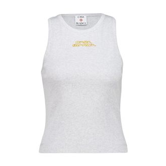 Casablanca Femme, Tops, Gris, Taille: 40 FR D&eacute;bardeur Logo c&ocirc;tel&eacute;