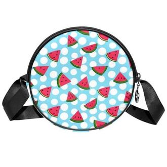 Generic Sac &agrave; bandouli&egrave;re rond pour femme, petit sac d&eacute;t&eacute; motif past&egrave;que avec fermeture &eacute;clair, bretelles r&eacute;glables, sac &agrave; main rond d&eacute;contract&eacute; pour femmes e